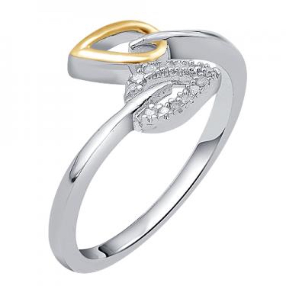 14k 2-Tone Gold Over Sterling Silver Diamonds Ring - Gem